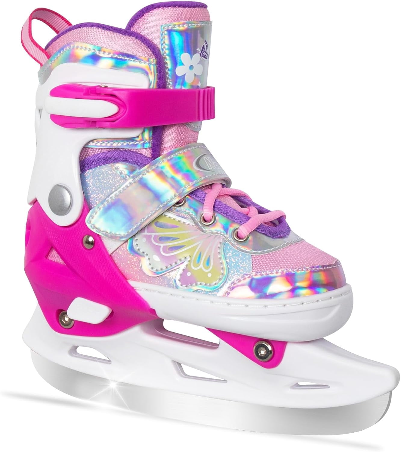 Girls Ice Skates for Kids 4 Size Adjustable Butterfly Ice Skate with ...