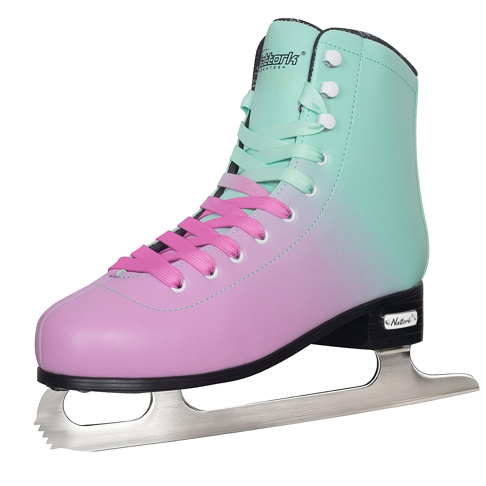 Nattork Red Teal Figure Skates Excellence Stainless Steel Blades Ice ...