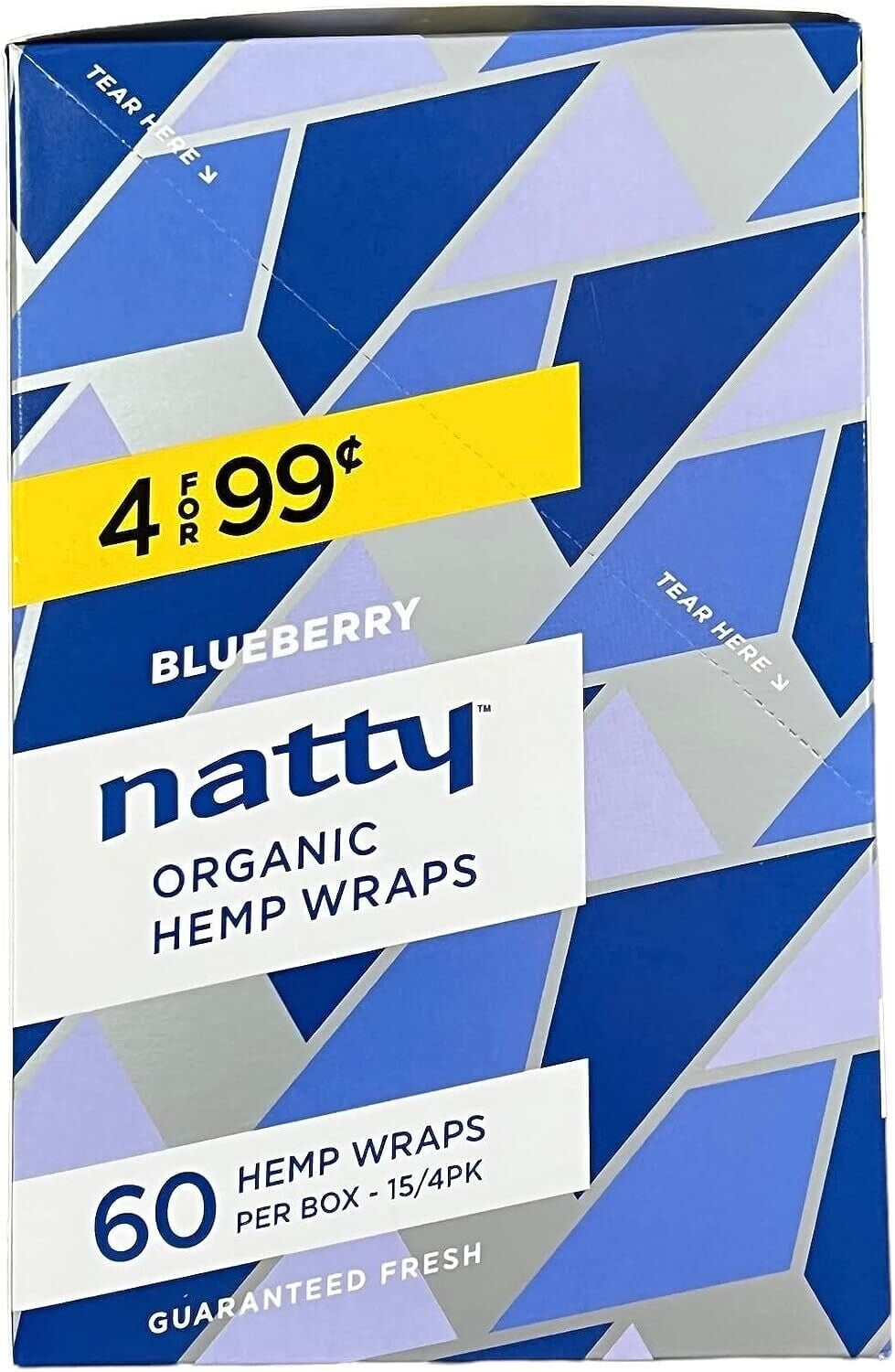 Natty Full Width Wraps 15 Packs Per Box 4 Wraps Per Pack (Blueberry ...