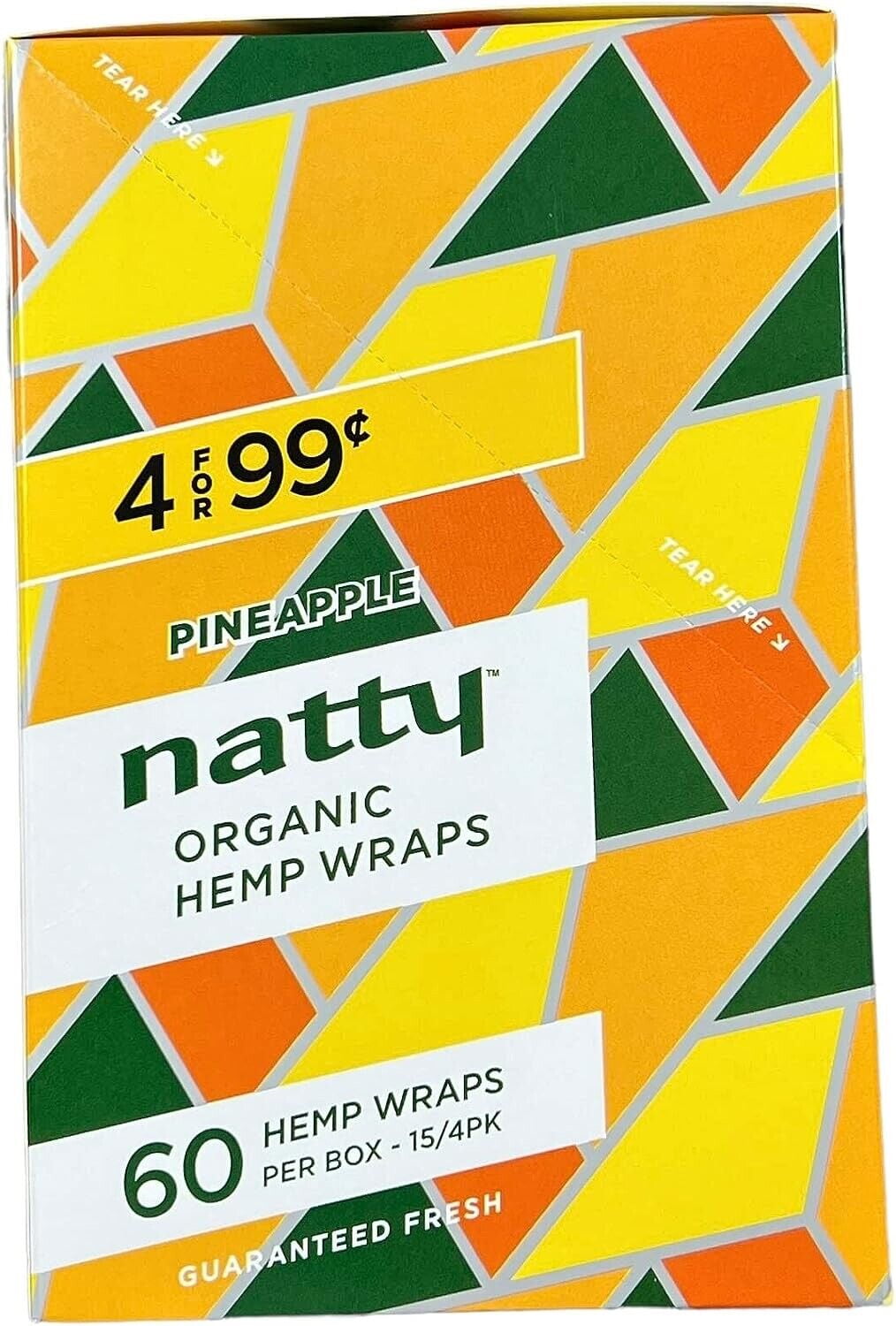 Natty Full Width Wraps 15 Packs Per Box 4 Wraps Per Pack (Pineapple ...