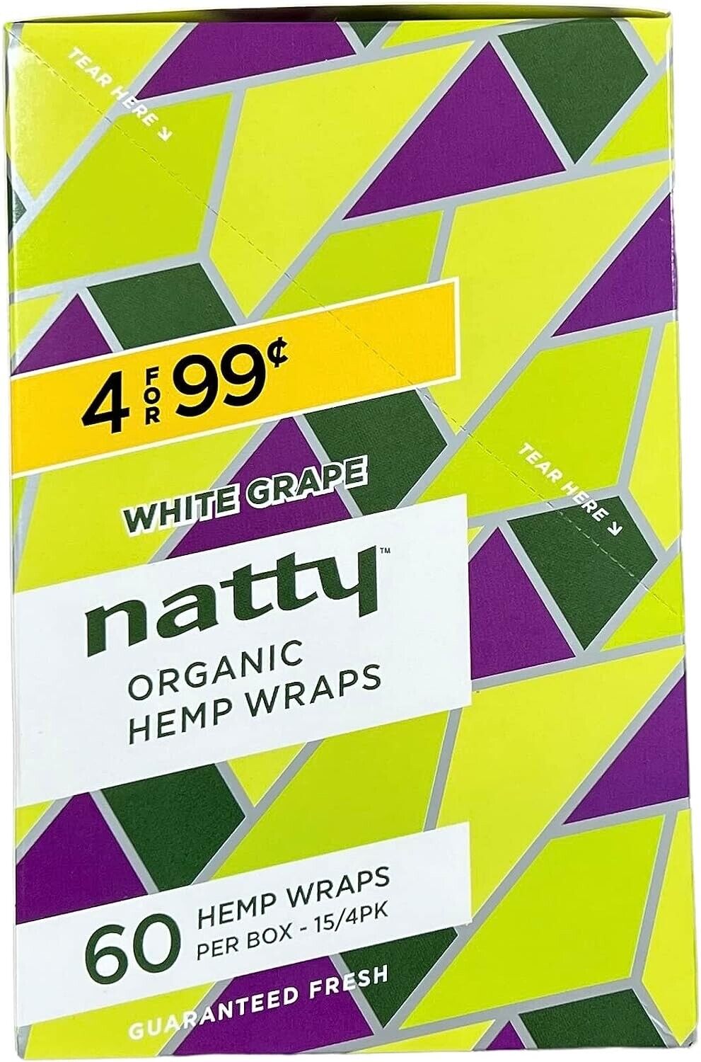 Natty Full Width Wraps 15 Packs Per Box 4 Wraps Per Pack (White Grape ...