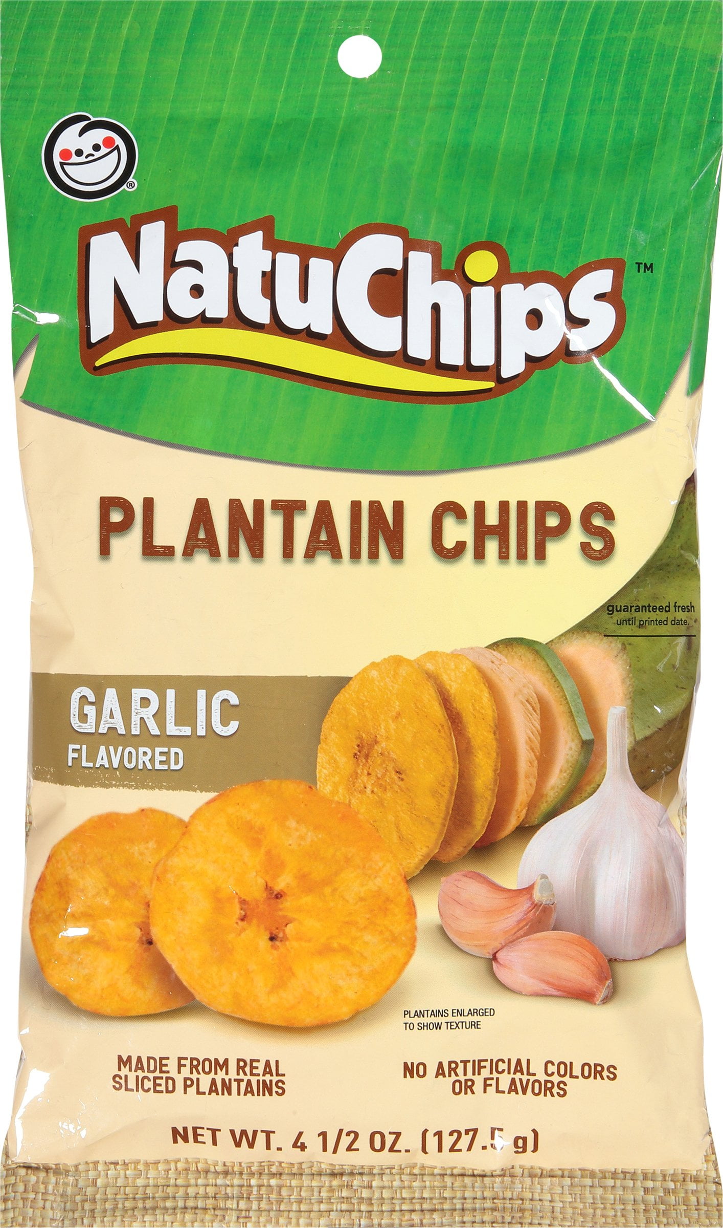 NatuChips Plantain Chips Garlic Flavored Snack Chips, 4.5 oz Bag ...