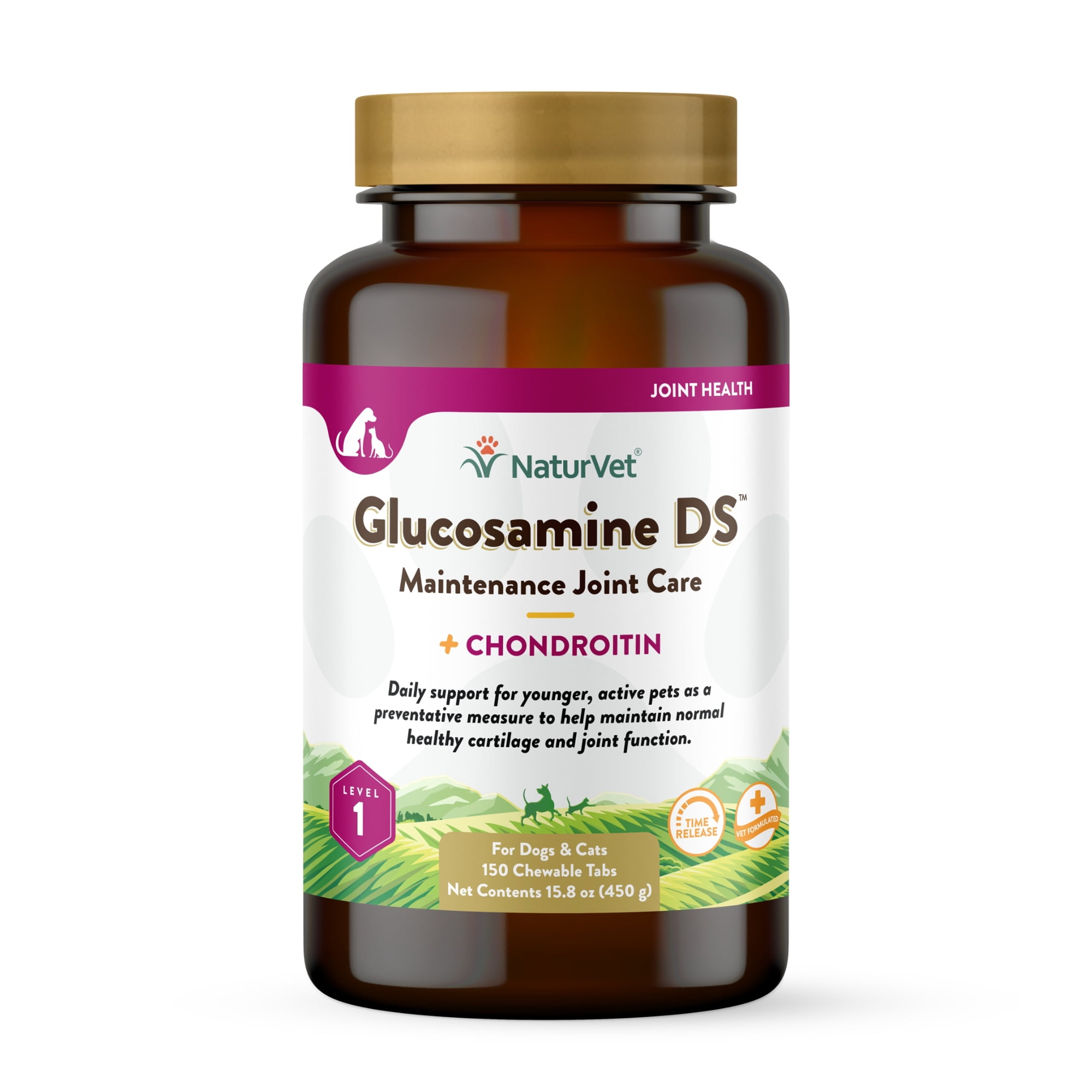 NaturVet Dog/Cat Glucosamine DS Maintenance Joint Care + Chondroitin ...
