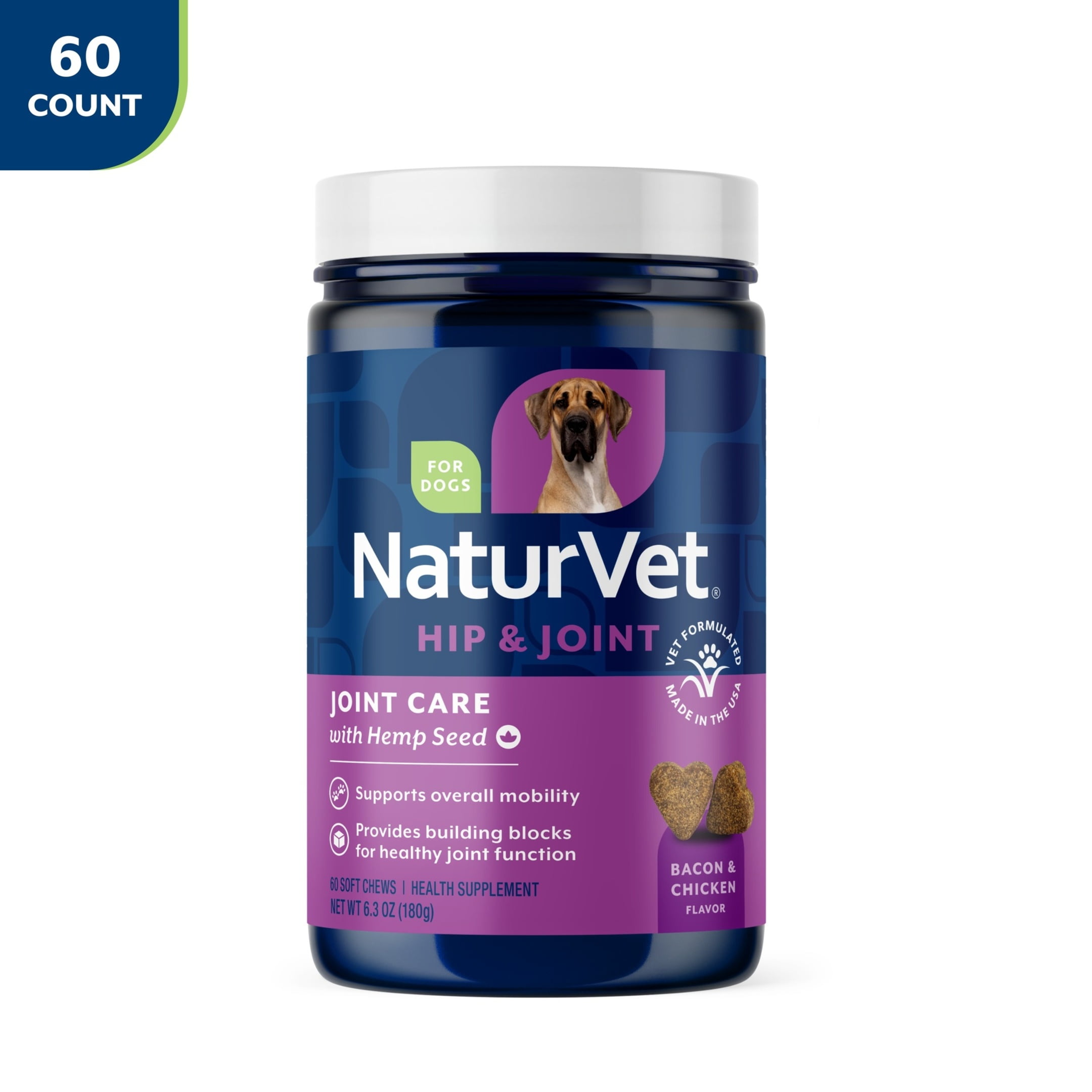 NaturVet Hemp Dog Joint Supplement, Collagen and Hemp Seed for Advanced ...