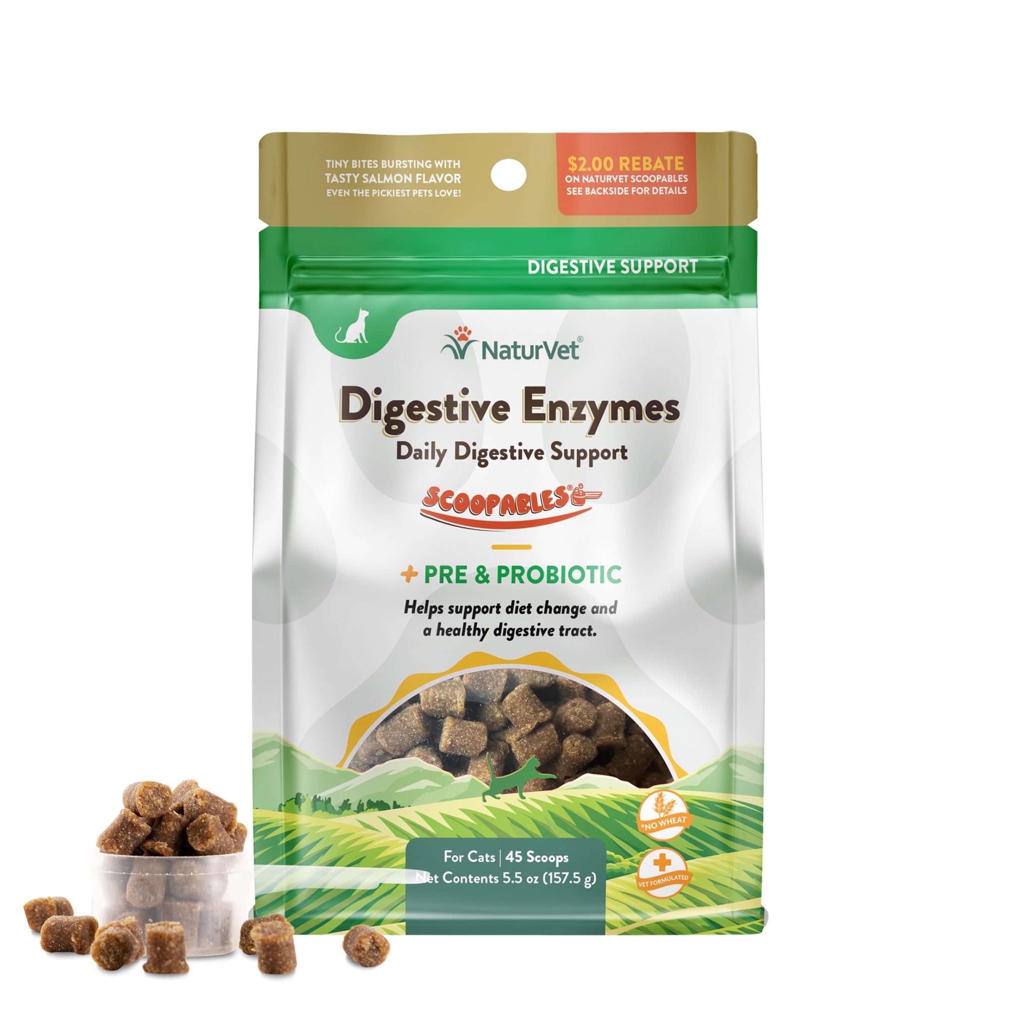 NaturVet Scoopables Digestive Enzymes, Cat Supplements, 45 Scoops ...