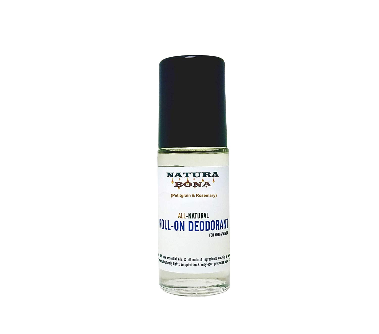 Natura Bona All-Natural Glass Bottle Roll-On Deodorant for Men & Women ...