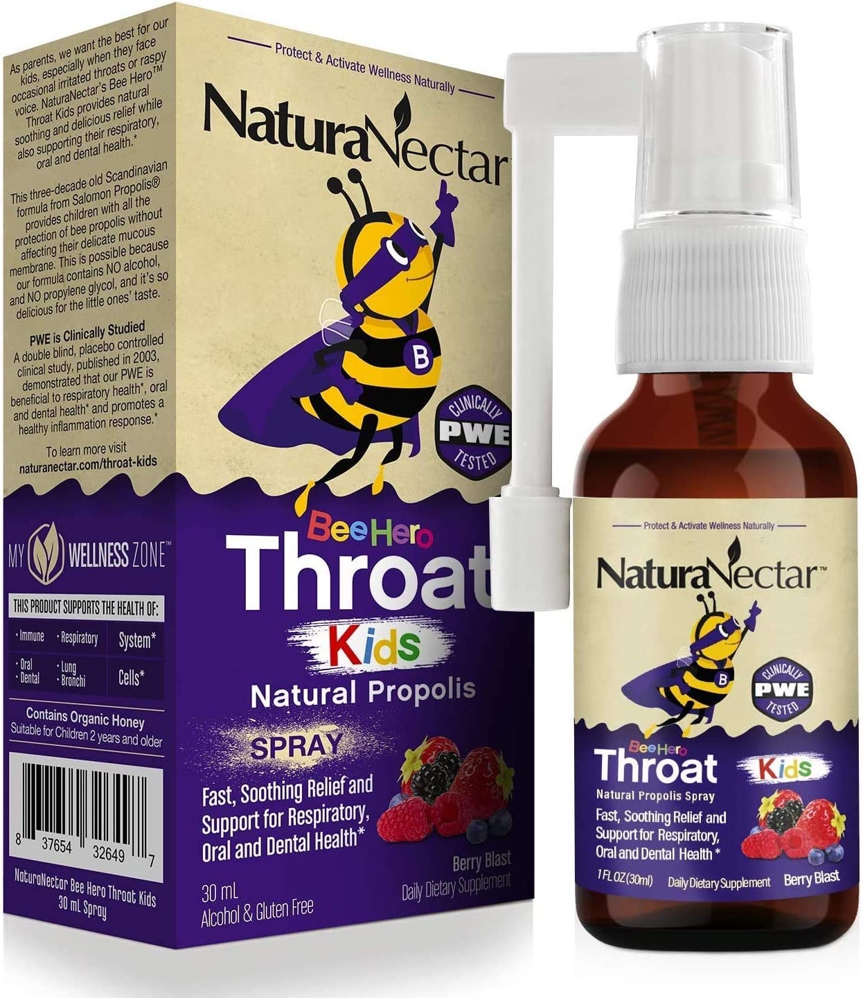 Super Kids Throat Spray, Peppermint Flavor, 1 fl oz (30 ml), Herbs for ...