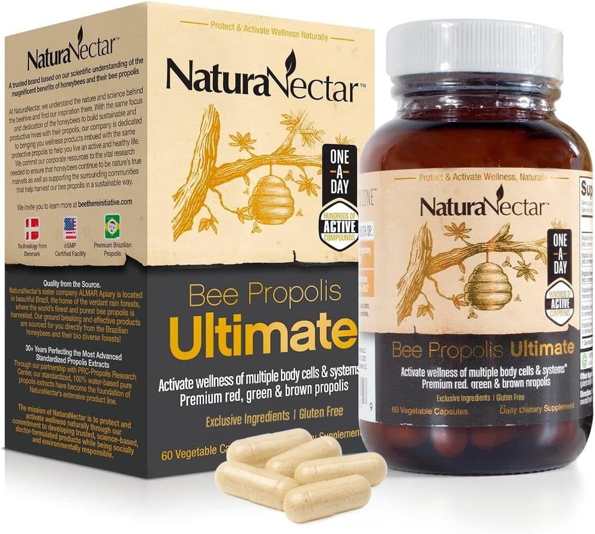 NaturaNectar Bee Propolis Ultimate Vegetable Capsules Daily Dietary ...