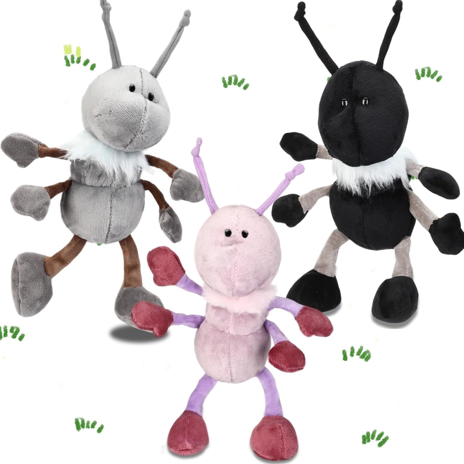Naturace 3 Pcs Ant Plush Cute Ant Stuffed Animal with Scarf Soft Insect ...