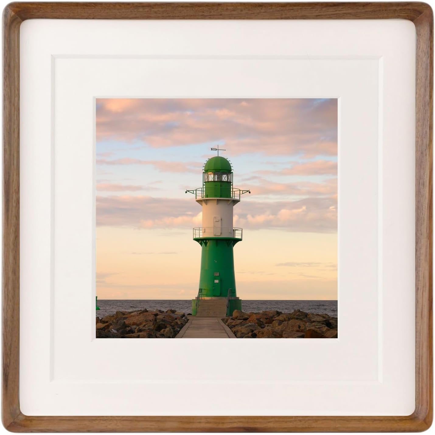 Natural 10x10 Picture Frame Wood with 6x6/8x8 Mat,Square Wall Photo ...