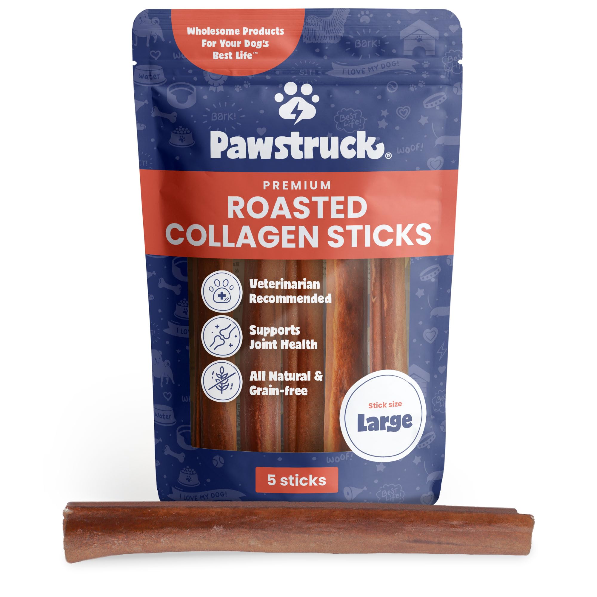 All Natural 11-12" Roasted Collagen Sticks For Dogs - Low Odor & Long ...