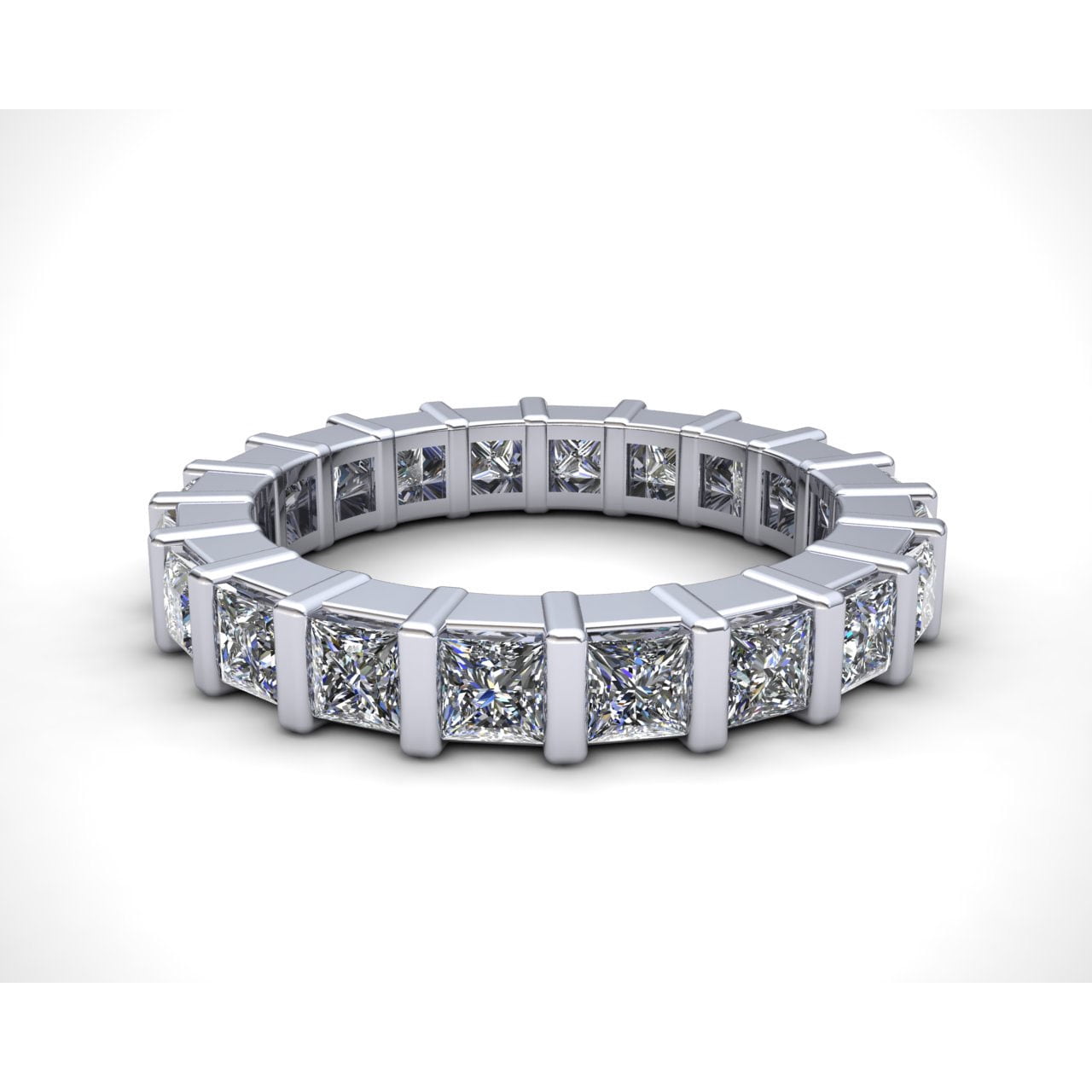 Natural 2.25Ct Princess Cut Diamond Bar Set Women's Anniversary Wedding ...