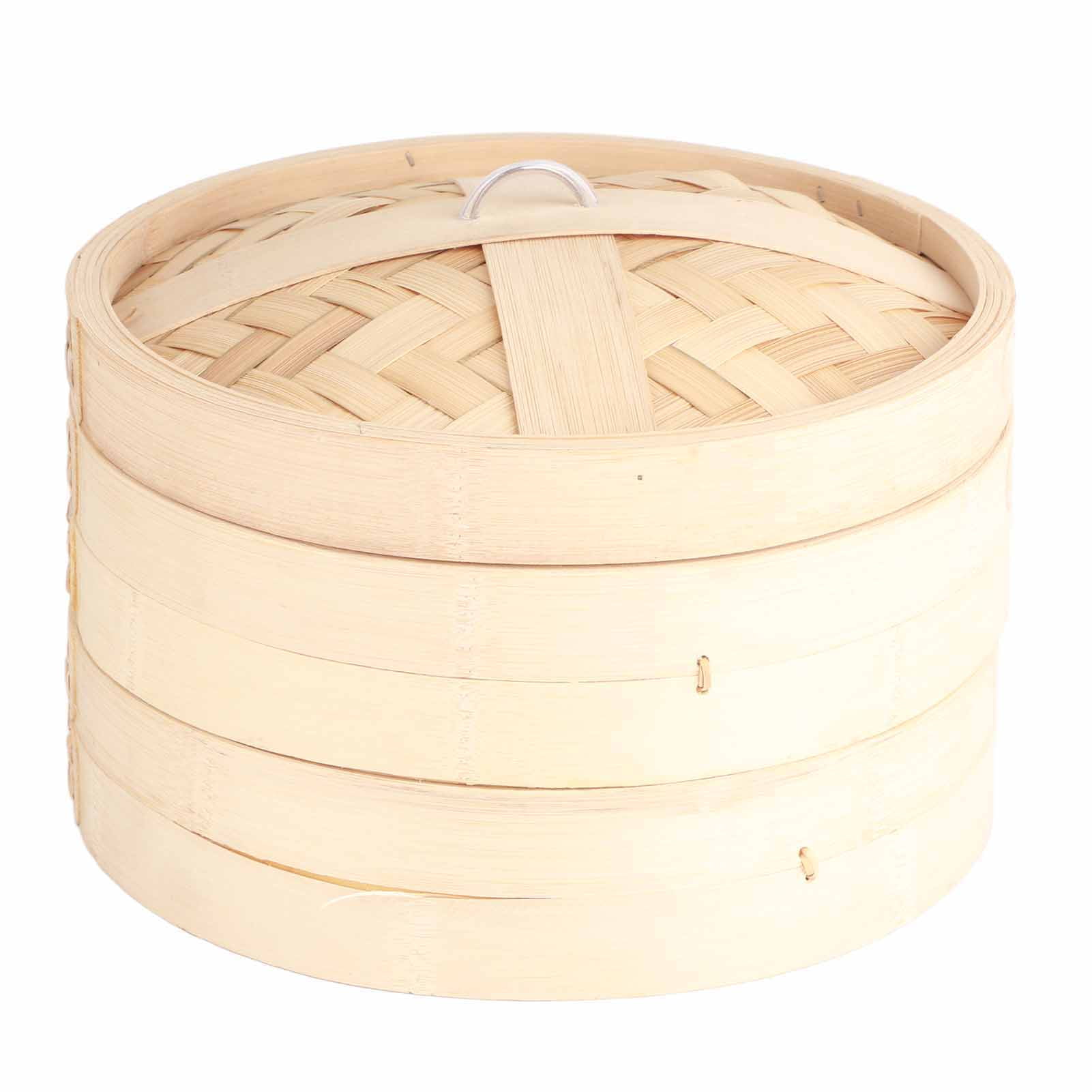 Natural 2-Tier Bamboo Steamer Basket for Rice and Food Cooking, 26cm ...