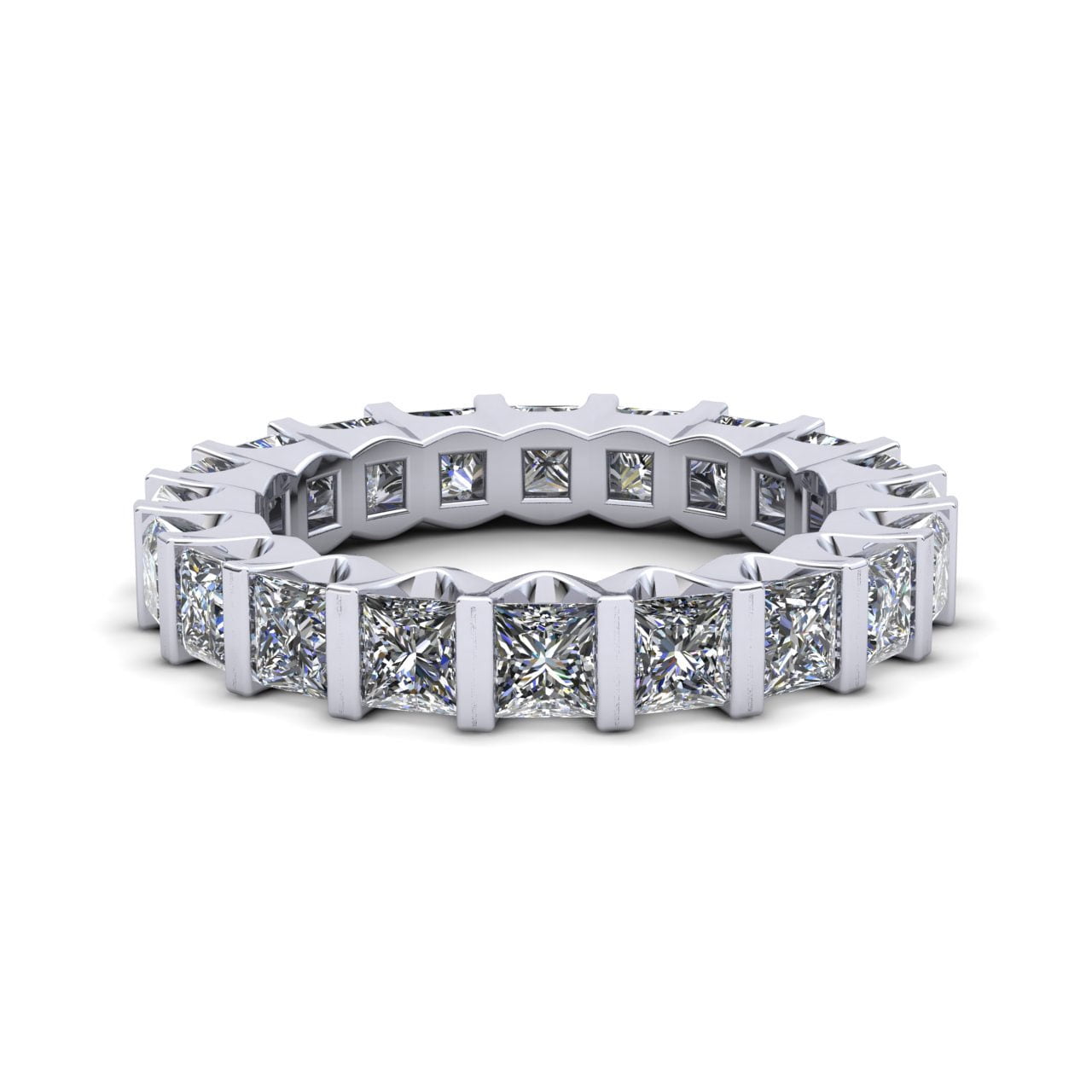 Natural 3.35Ct Princess Cut Diamond Bezel Set Women's Anniversary ...