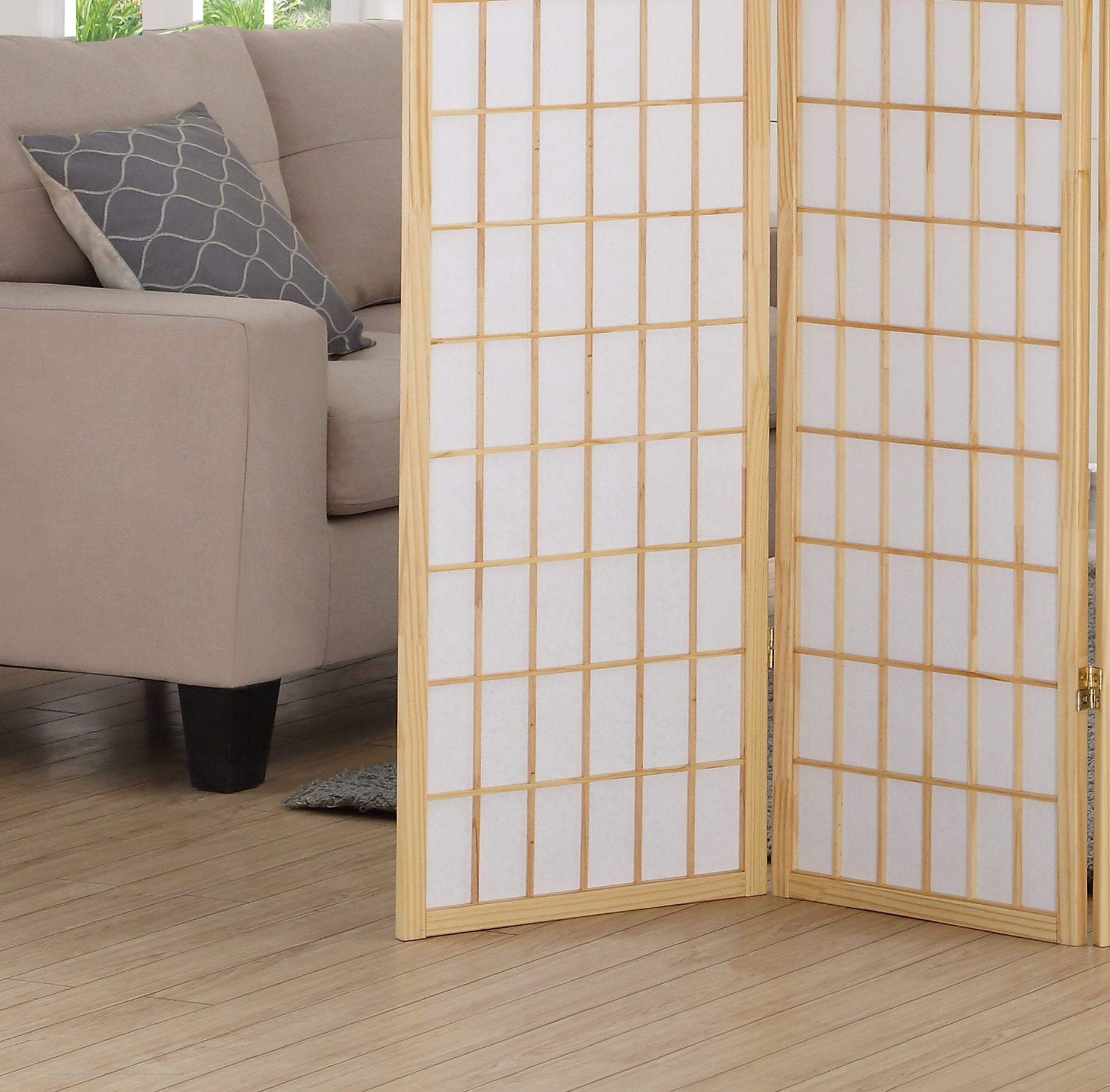 Natural 4 Panel Shoji Screen Room Divider, Wood & Paper Room Divider ...