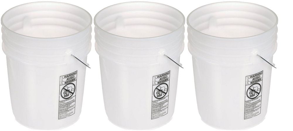 Natural 5 Gallon Heavy Duty Plastic Buckets 6-Pack | 90 Mil Food Grade ...