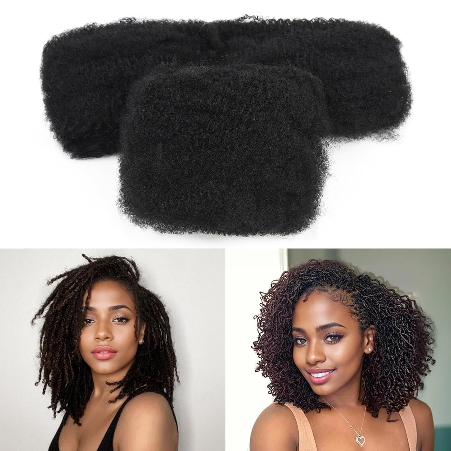 Natural 50 Gram Black Afro Kinky Bulk human Hair Fluffy Soft Kinky ...