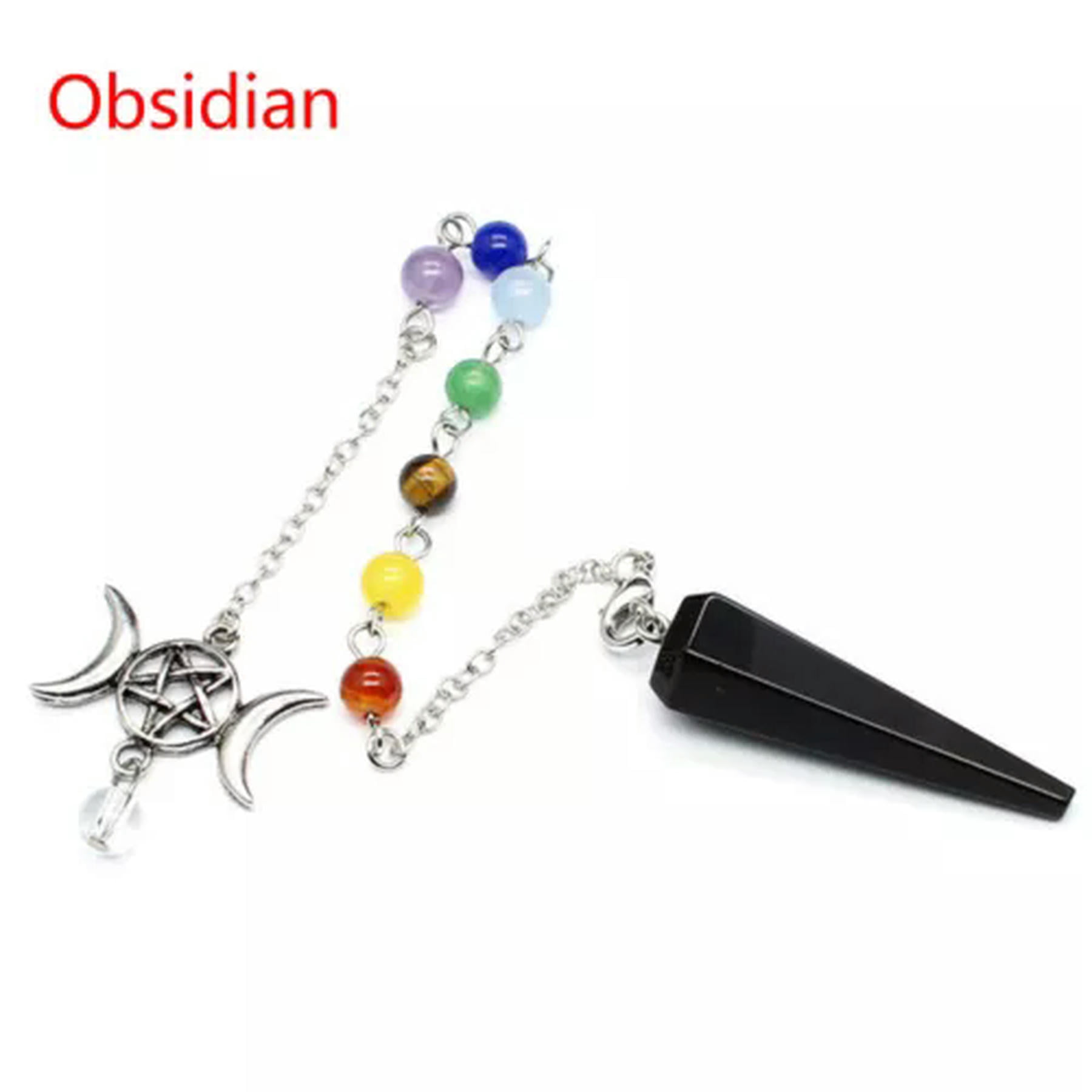 Natural 7 Chakra Crystal Pendulum Star Moon Quartz Reiki Hexagon Stone ...