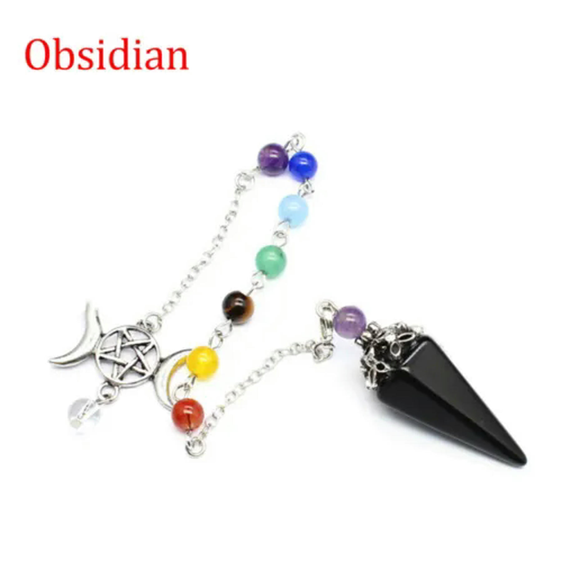 Natural 7 Chakra Crystal Pendulum Star Moon Quartz Reiki Hexagon Stone ...