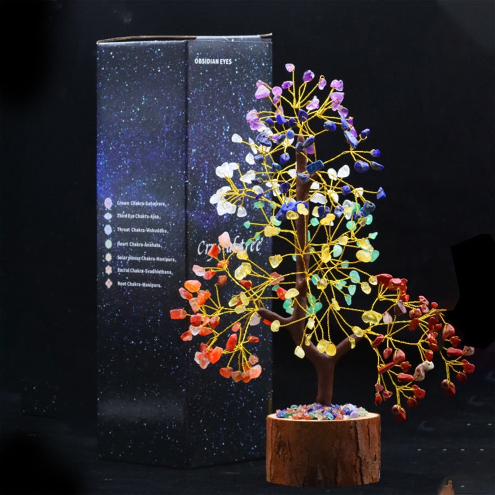 Natural 7 Chakra Crystal Tree of Life, 10-inch Healing Gemstone Bonsai ...