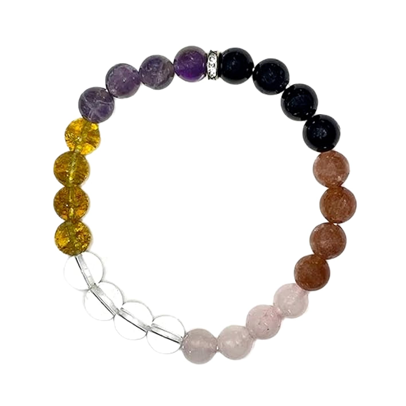 Natural 7 Chakra Stone 8mm Round Shape Smooth Cut Beads Stretchable ...