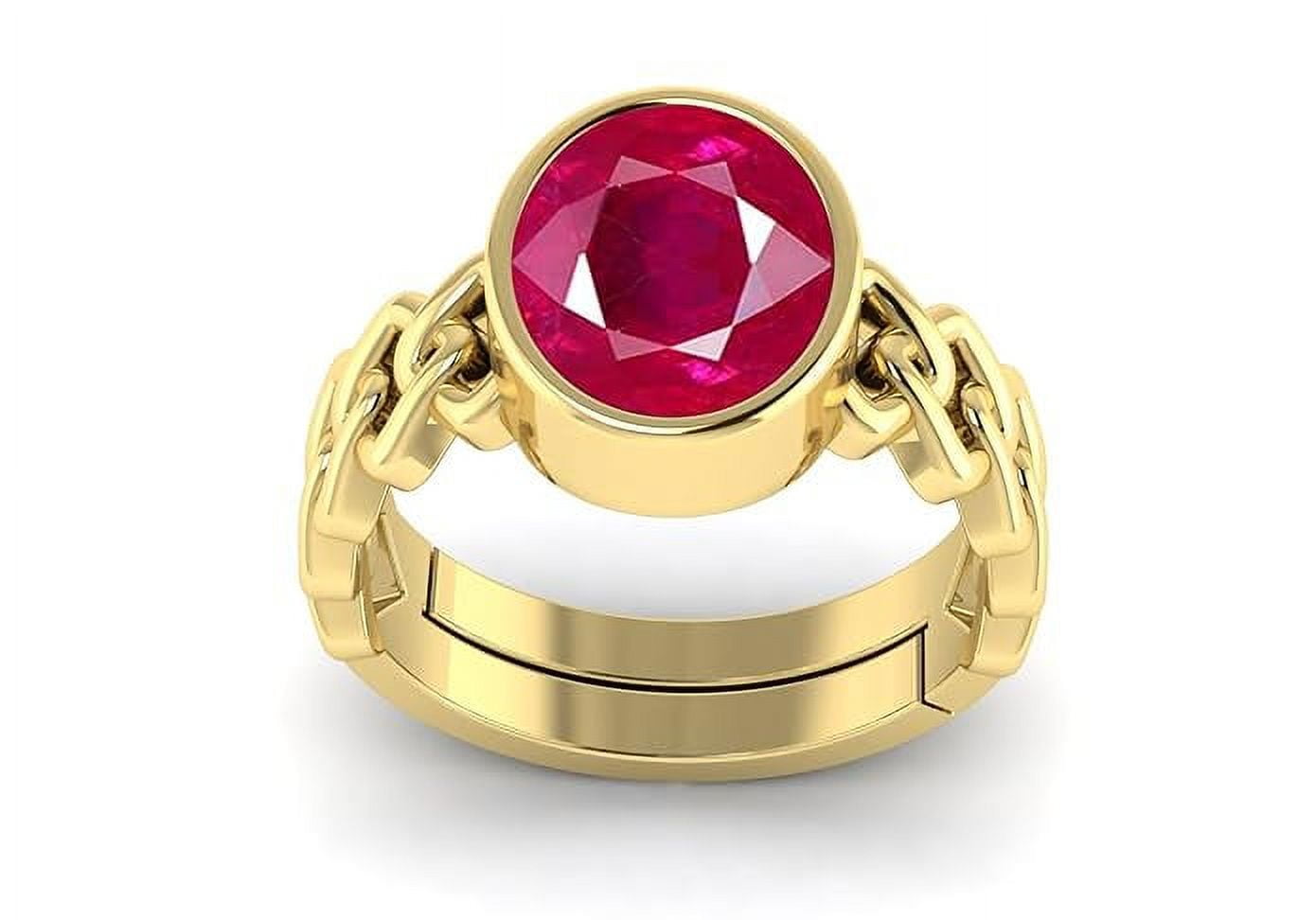 Natural 925 Sterling Silver 14K Yellow Gold Plated Oval Cut ruby ring ...