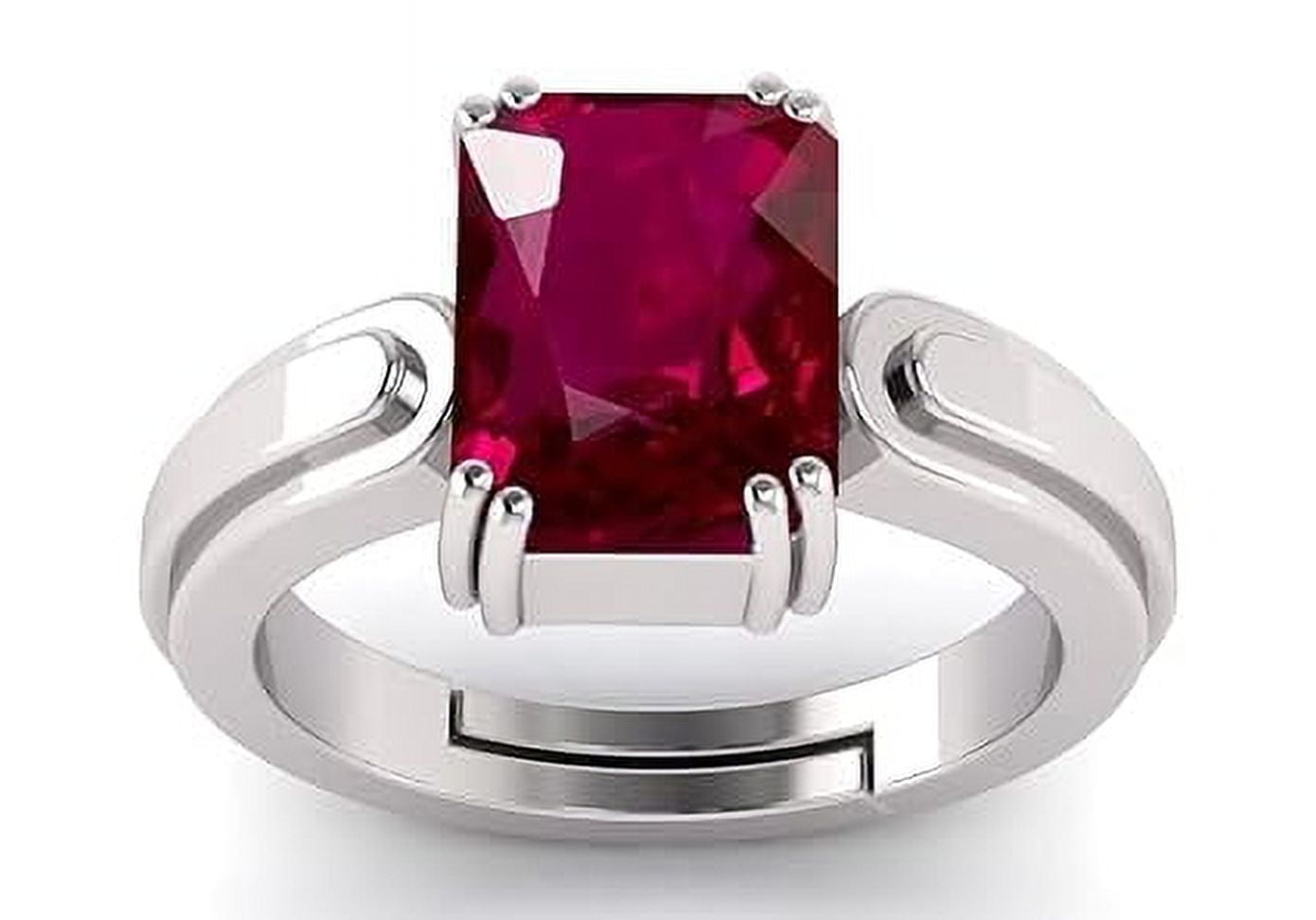 Natural 925 Sterling Silver Emerald Cut ruby ring, July birthstone ring gemstone ring, proposal ...