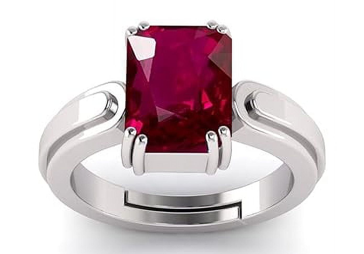 Natural 925 Sterling Silver Emerald Cut ruby ring, July birthstone ring ...