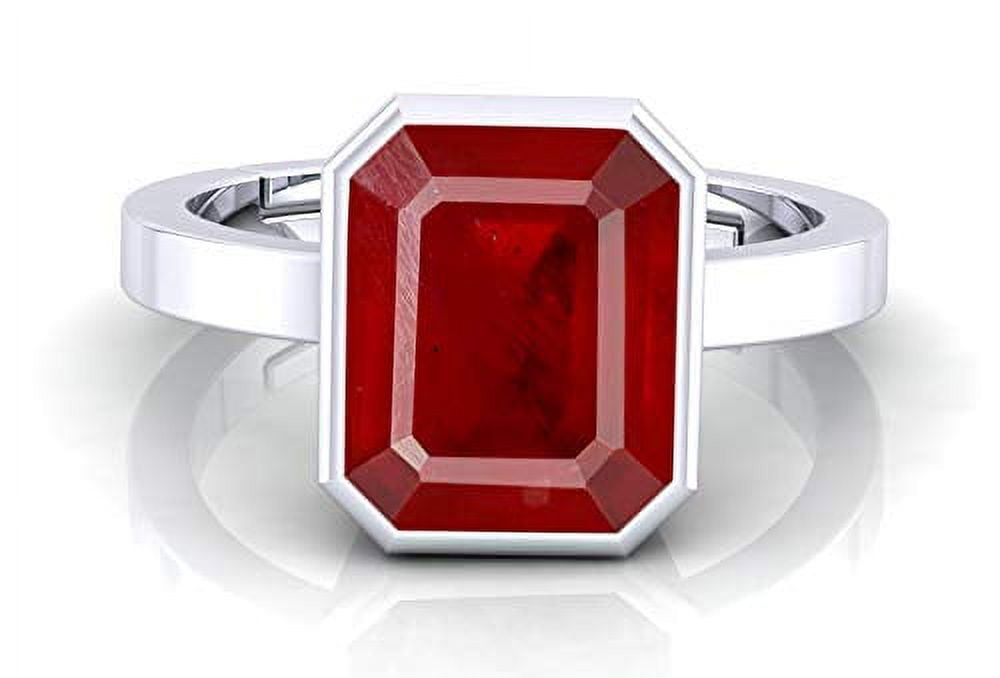 Natural 925 Sterling Silver Emerald Cut ruby ring, July birthstone ring ...