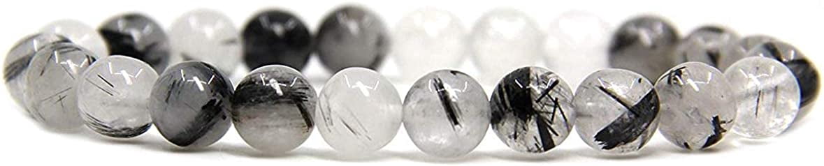 Natural A Grade Black Rutilated Quartz Crystal Gemstone 8mm Round Beads ...