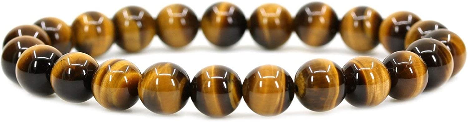 Natural AA Grade Golden Tiger Eye Gemstone 8mm Round Beads Stretch ...