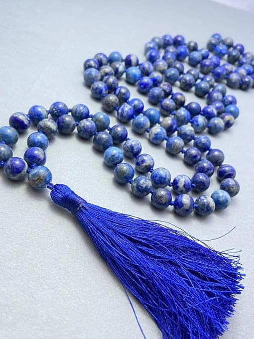 Natural AAA Lapis Lazuli Mala, Lapis Prayer 8mm Necklace, Tibetan Mala ...