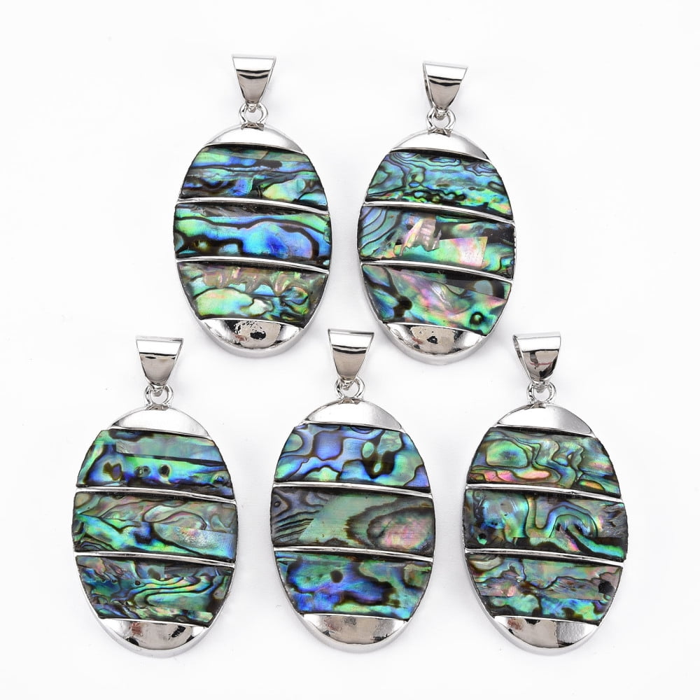 Natural Abalone Shell/Paua Shell Big Pendants with Platinum Brass ...