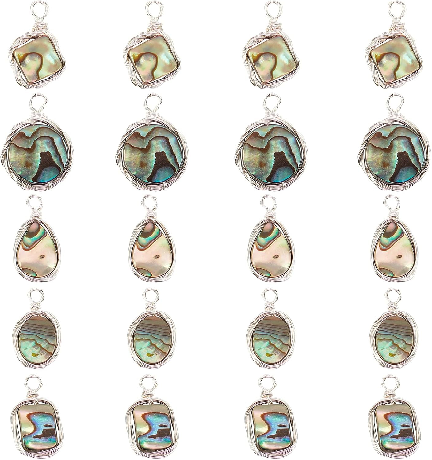 Natural Abalone Shell/Paua Shell Pendants with Eco-Friendly Copper Wire ...
