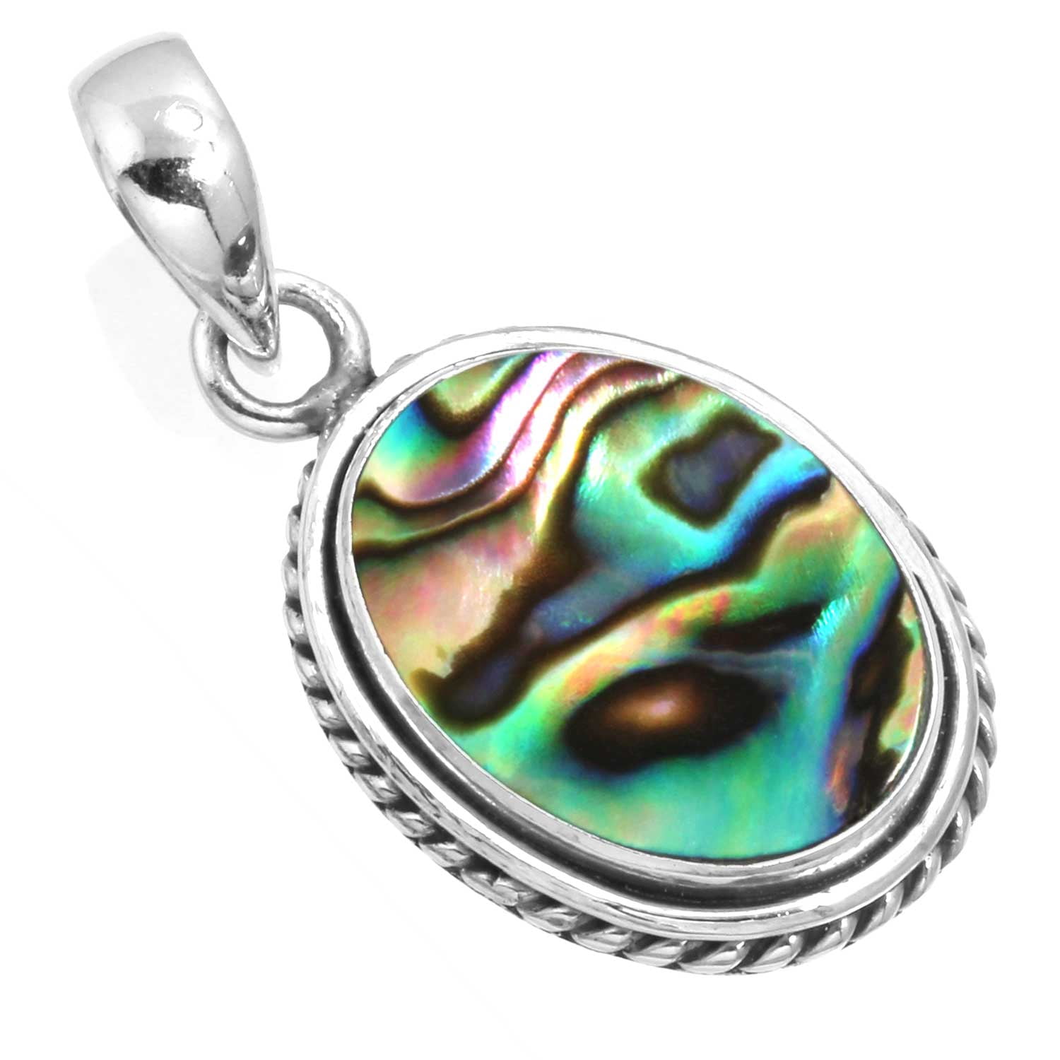Natural Abalone Shell Pendant 925 Sterling Silver Handmade Jewelry ...