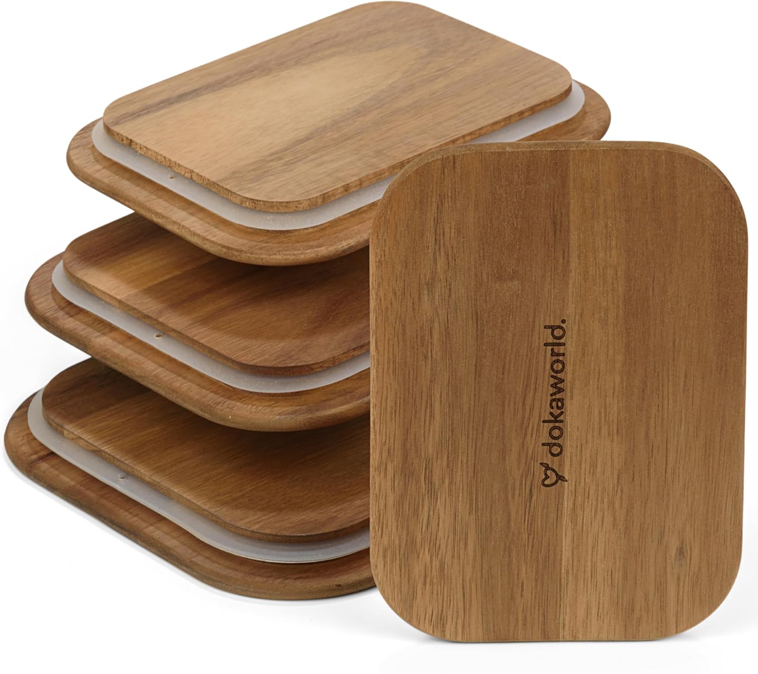 Natural Acacia Lids Set for Food Storage Glass Containers (4pcs ...