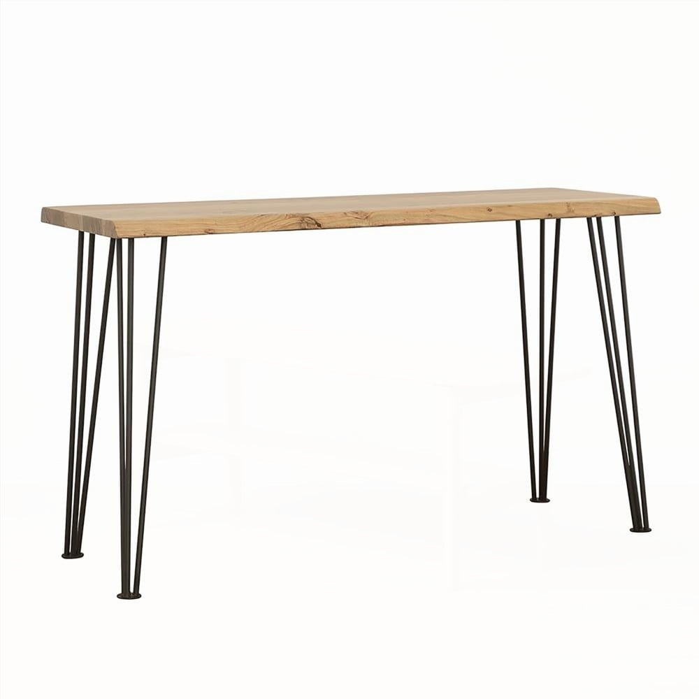 Natural Acacia Wood Sofa Table with Matte Black Hairpin Legs - Walmart.com