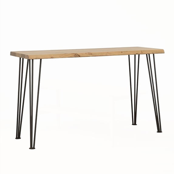 Natural Acacia Wood Sofa Table with Matte Black Hairpin Legs - Walmart.com