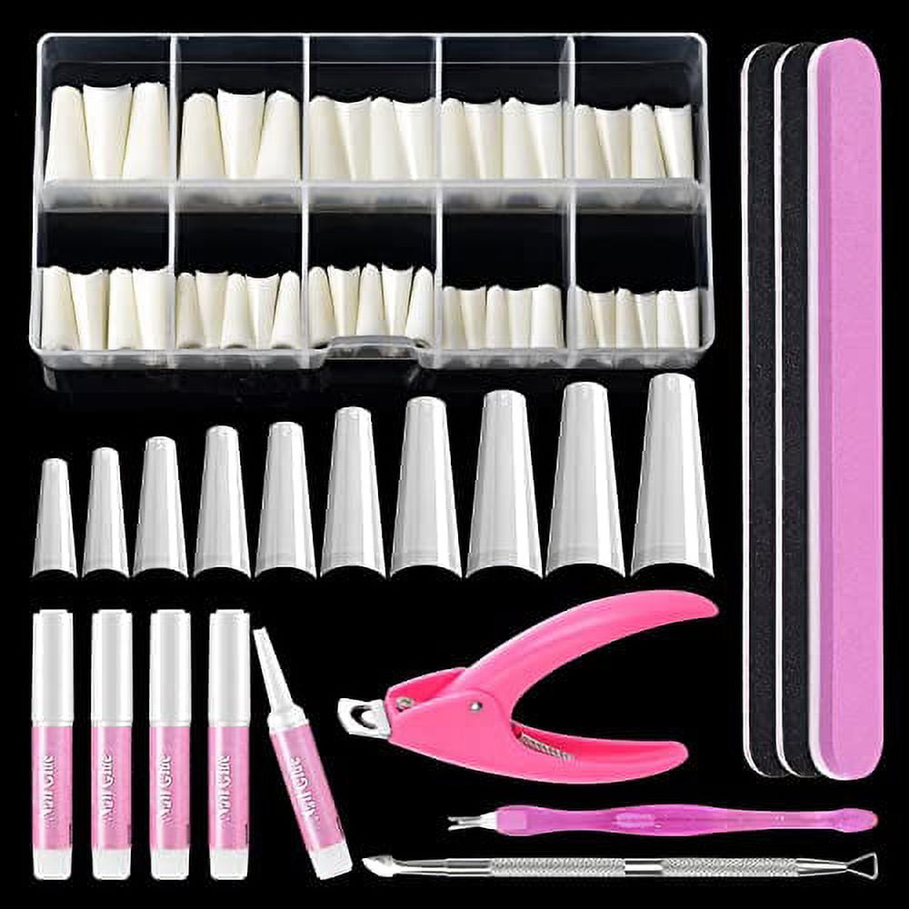 Natural Acrylic Nail Tips Morgles 500pcs White Fake Coffin Nail Tips