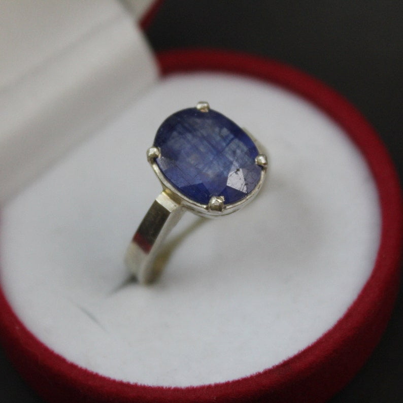 Natural African Heated Blue Sapphire Neelam Stone Ring for Men & Women ...