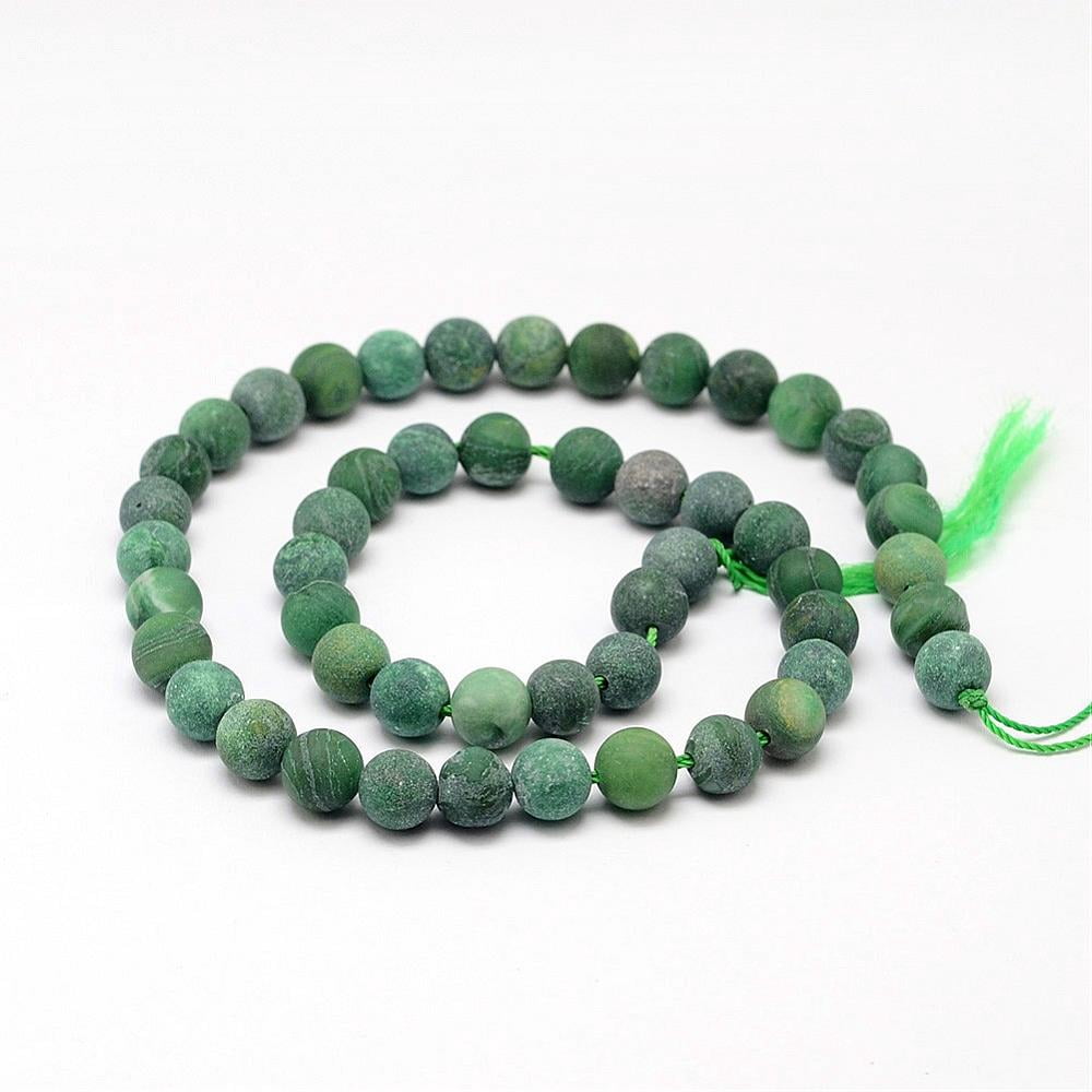 Natural African Jade Round Bead Strands Frosted 8mm Hole: 1mm 48pcs ...