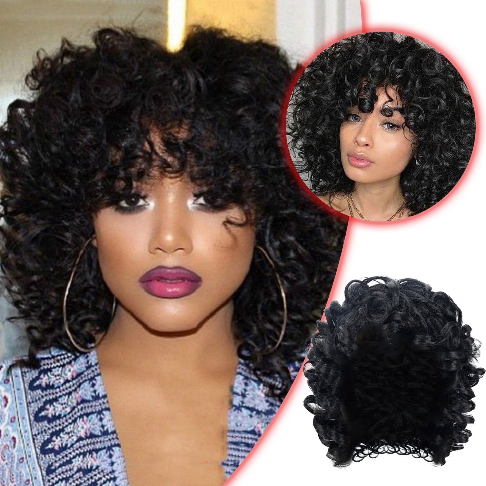 Natural African Small Curly Wig for Women - High Temperature Silk ...