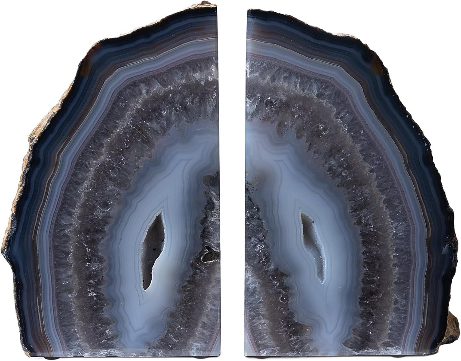 Natural Agate Bookends - A-Quality Small Heavy Duty Geode, Earth Tone ...