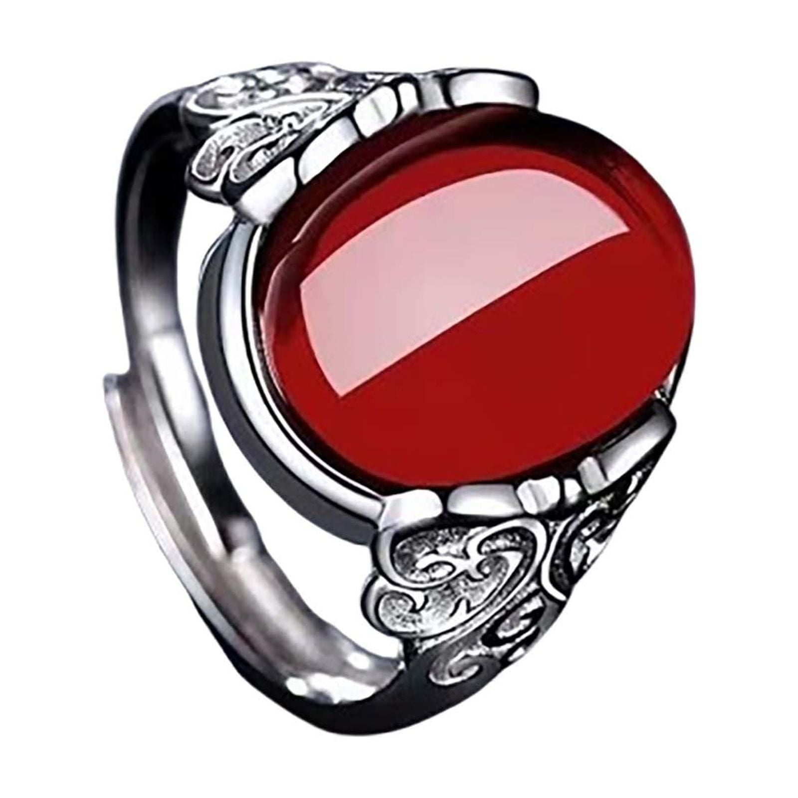 Natural Agate Onyx Stone Rings for Women,Adjustable White Gold Plated ...