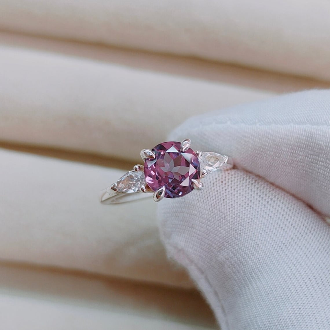 Natural Alexandrite Ring round cut alexandrite ring 925 sterling silver ...