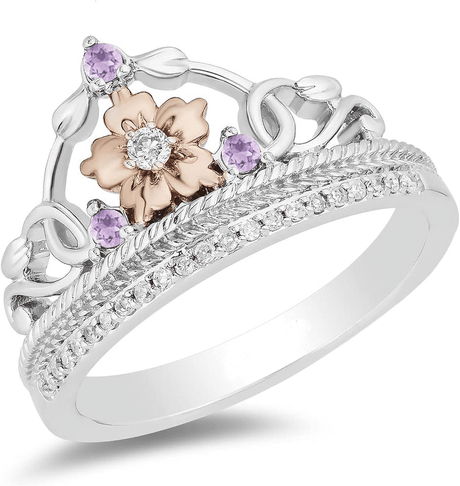 Natural Amethyst & Diamond Ring in sterling Silver - Tiara Crown Ring ...