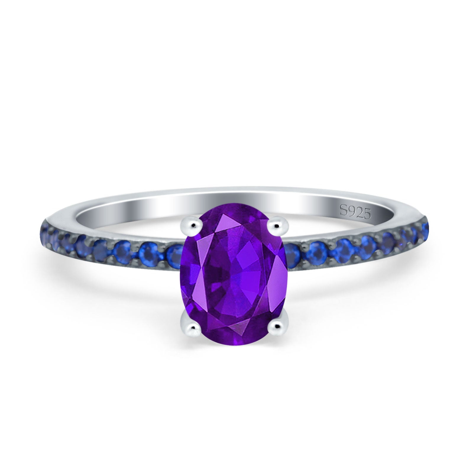 Natural Amethyst Size-9 Art Deco Oval Vintage Style Blue Sapphire CZ ...