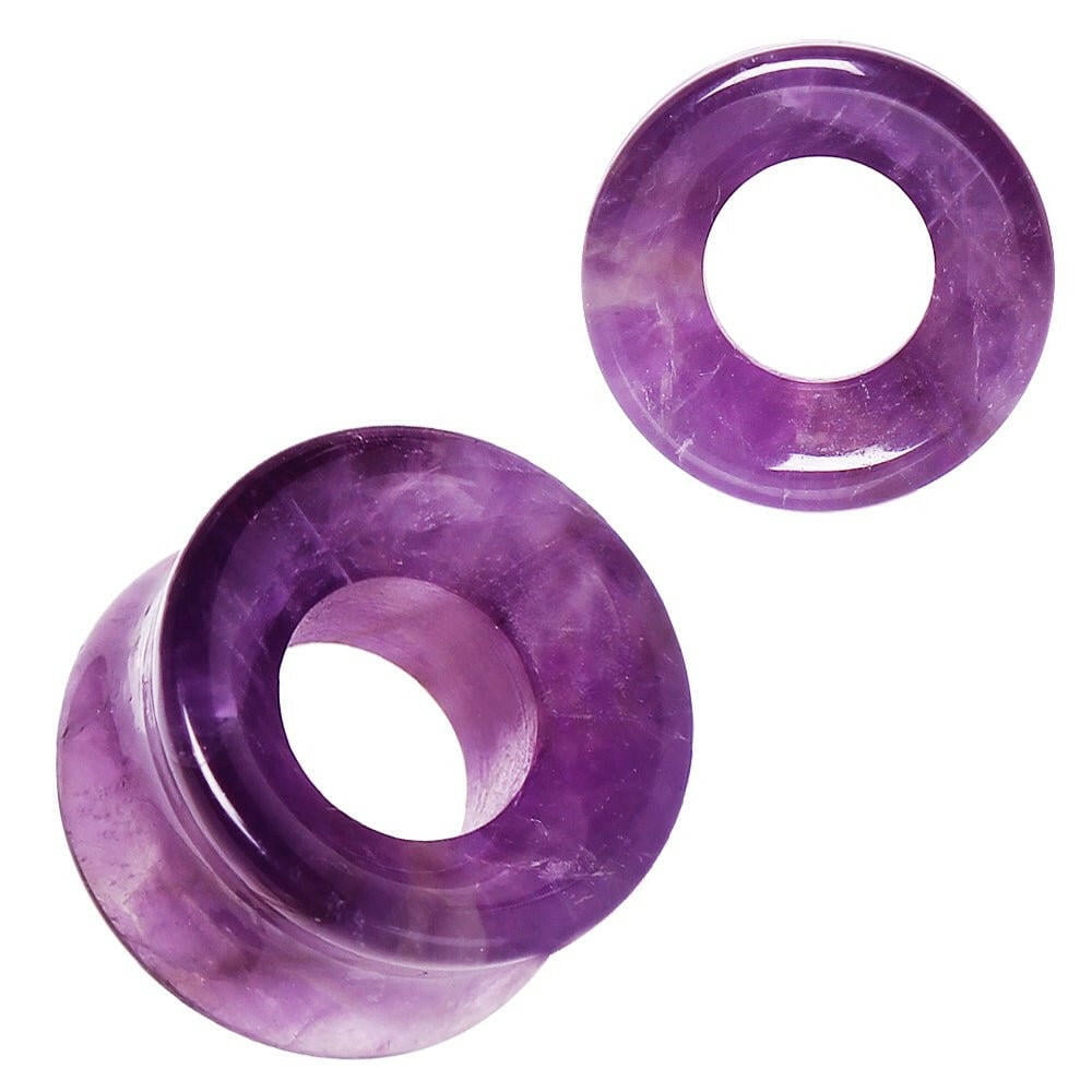 Natural Amethyst Stone Double Flare Tunnel Plug - Walmart.com