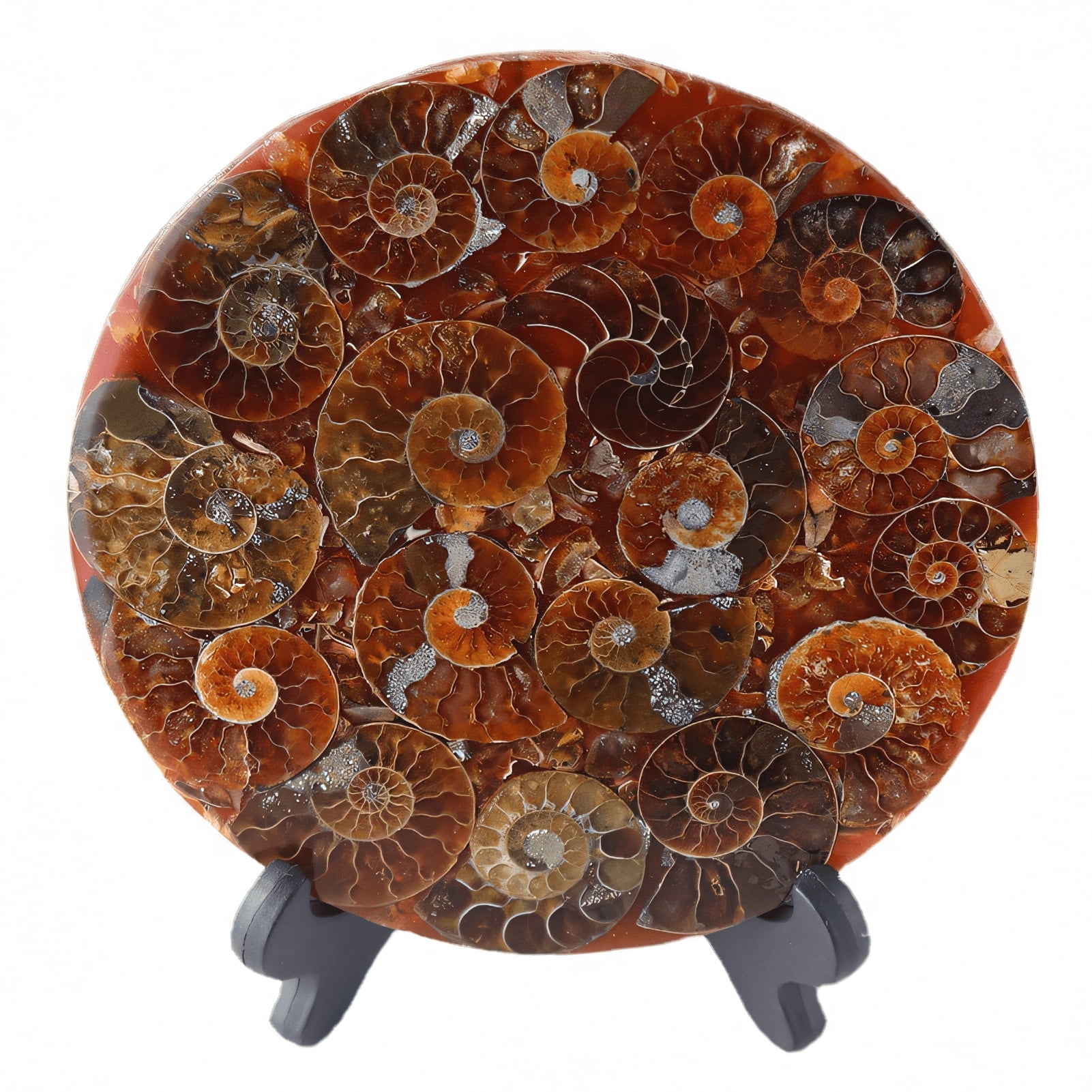 Natural Ammonite Fossil Disc With Stand Set, Feng Shui Decor Shell ...