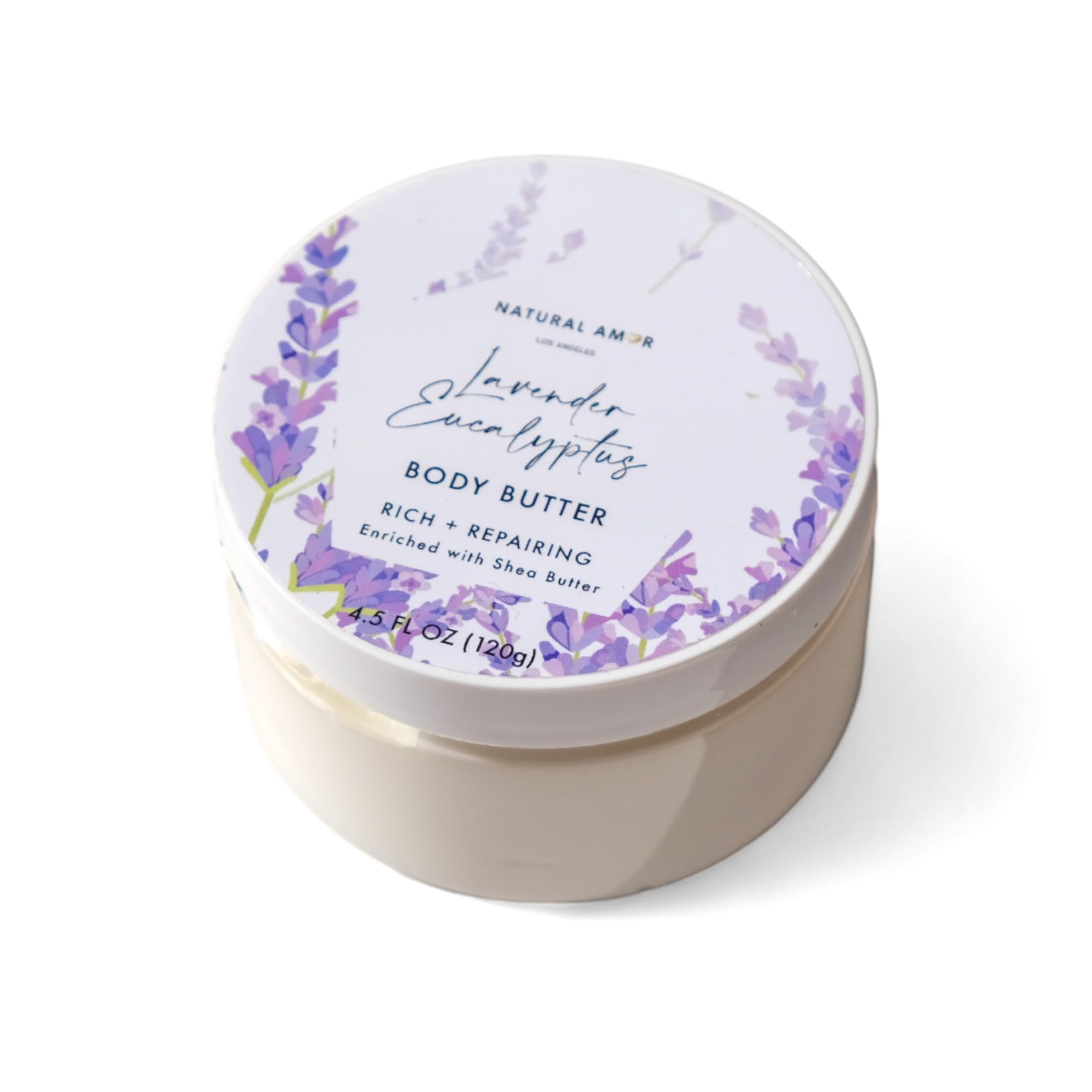 Natural Amor Lavender Body Butter 120G, Hydrating Moisturizer with Shea ...